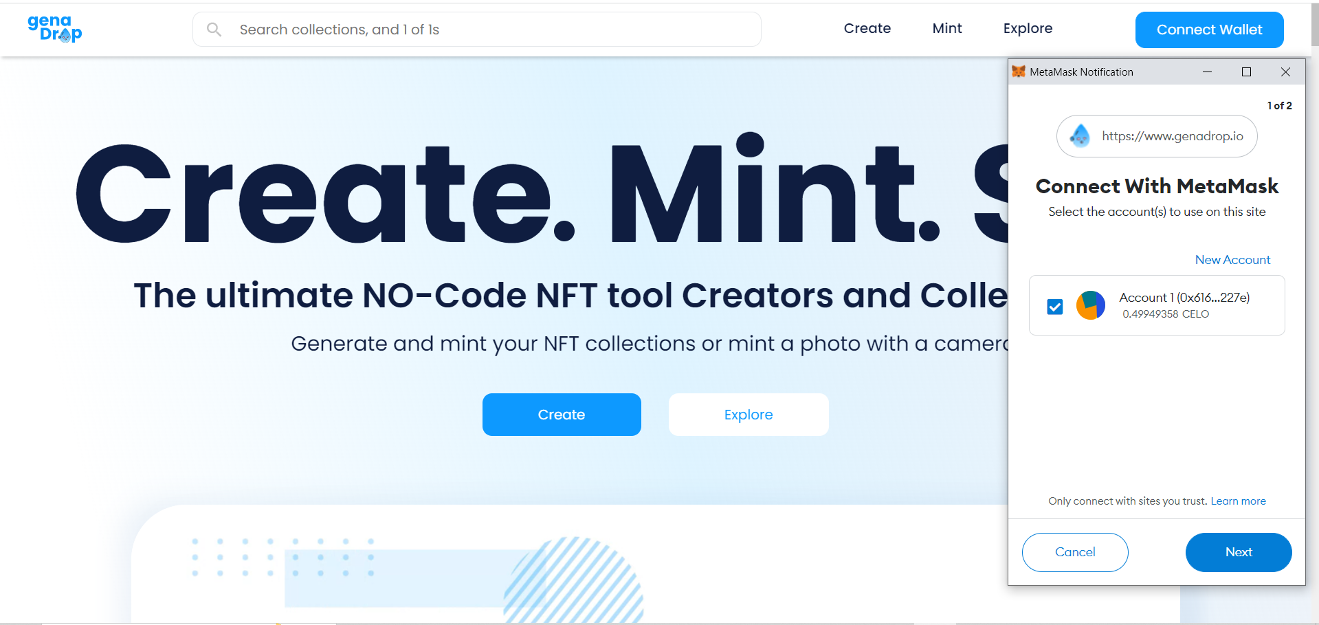 Connecting Your Wallet - GenaDrop Docs