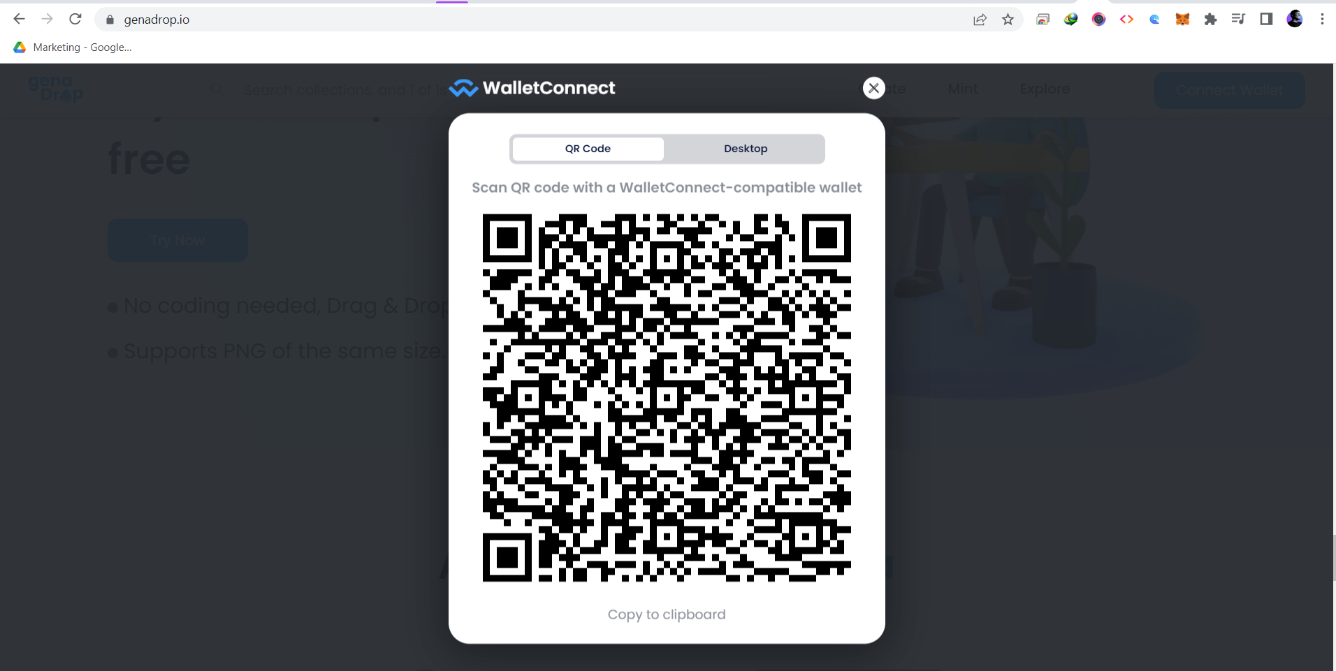Connecting Your Wallet - GenaDrop Docs