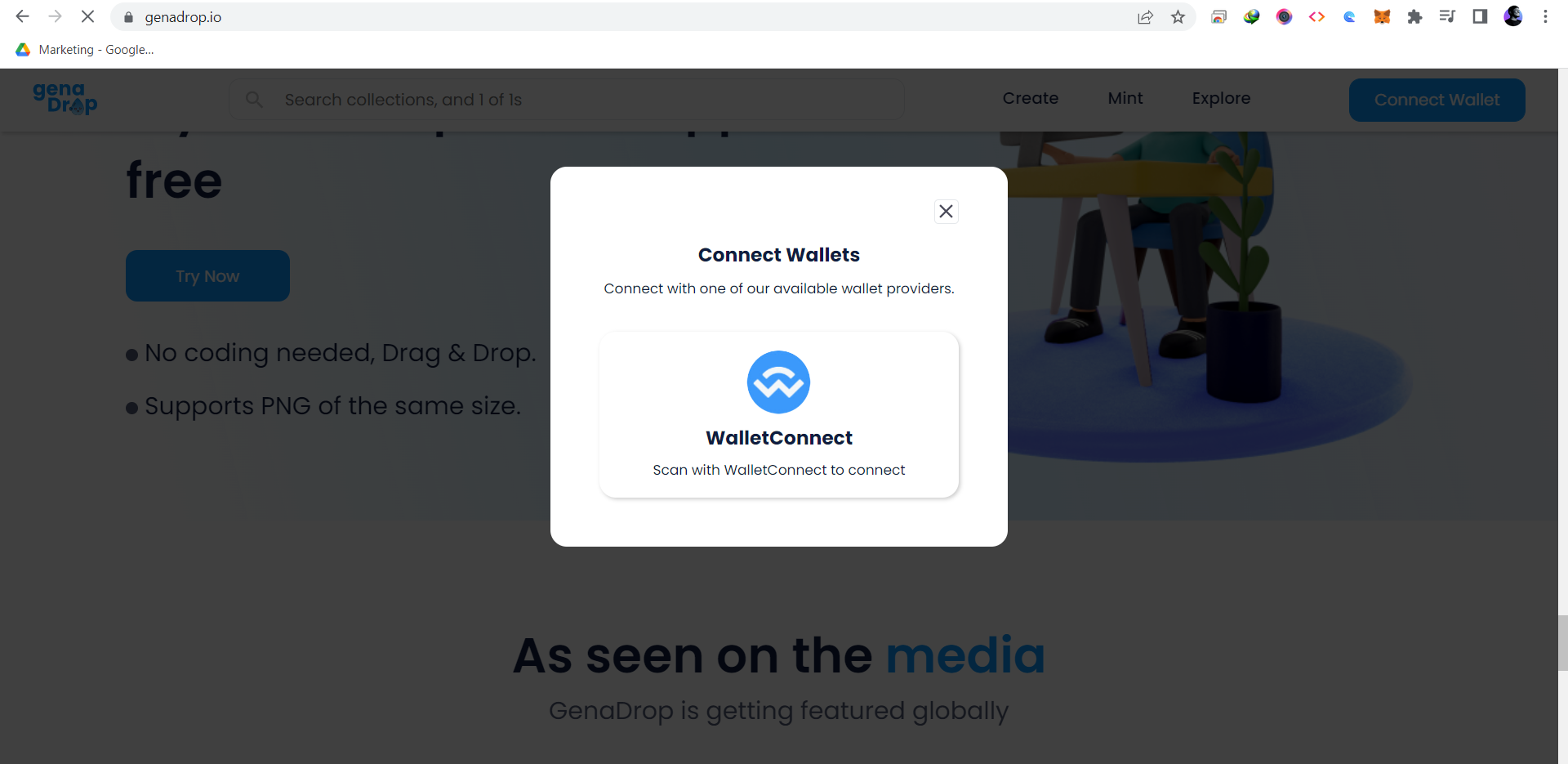 Connecting Your Wallet - GenaDrop Docs
